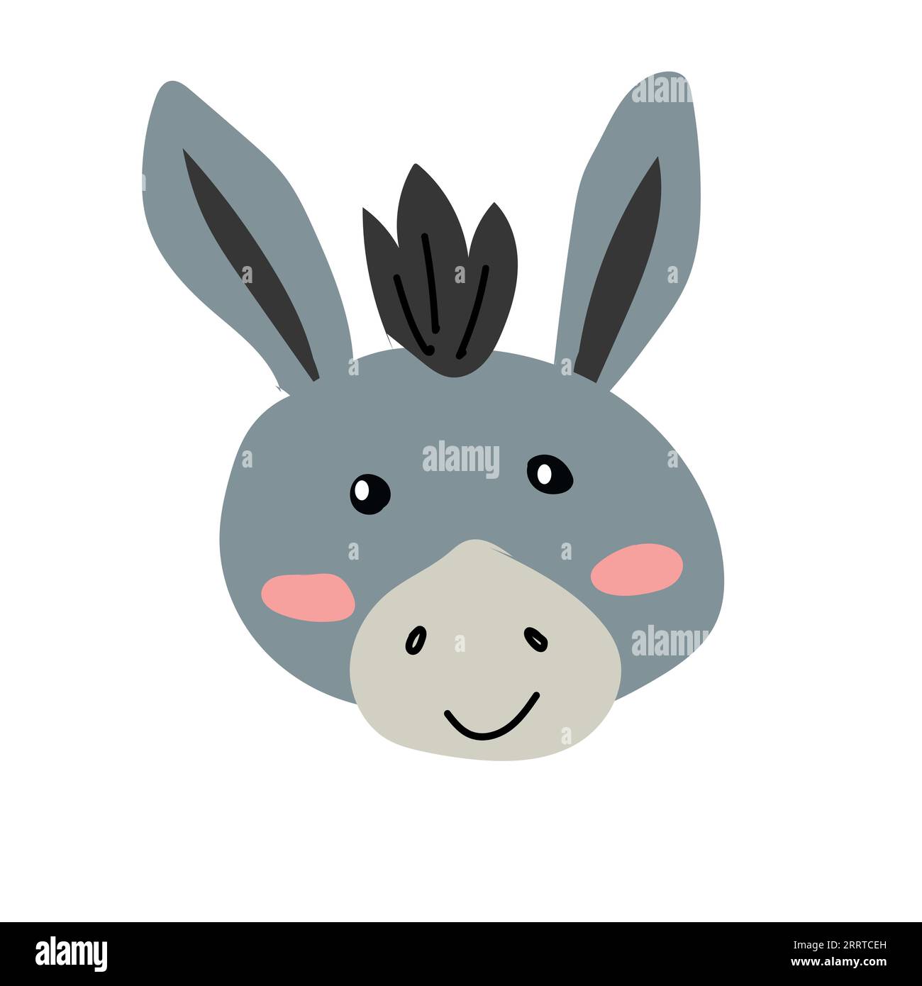 cute simple portrait face of donkey isolated Stock Vector Image & Art ...