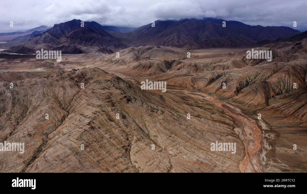 230717 -- ALTUN MOUNTAINS, July 17, 2023 -- This aerial photo taken on July 11, 2023 shows a ...
