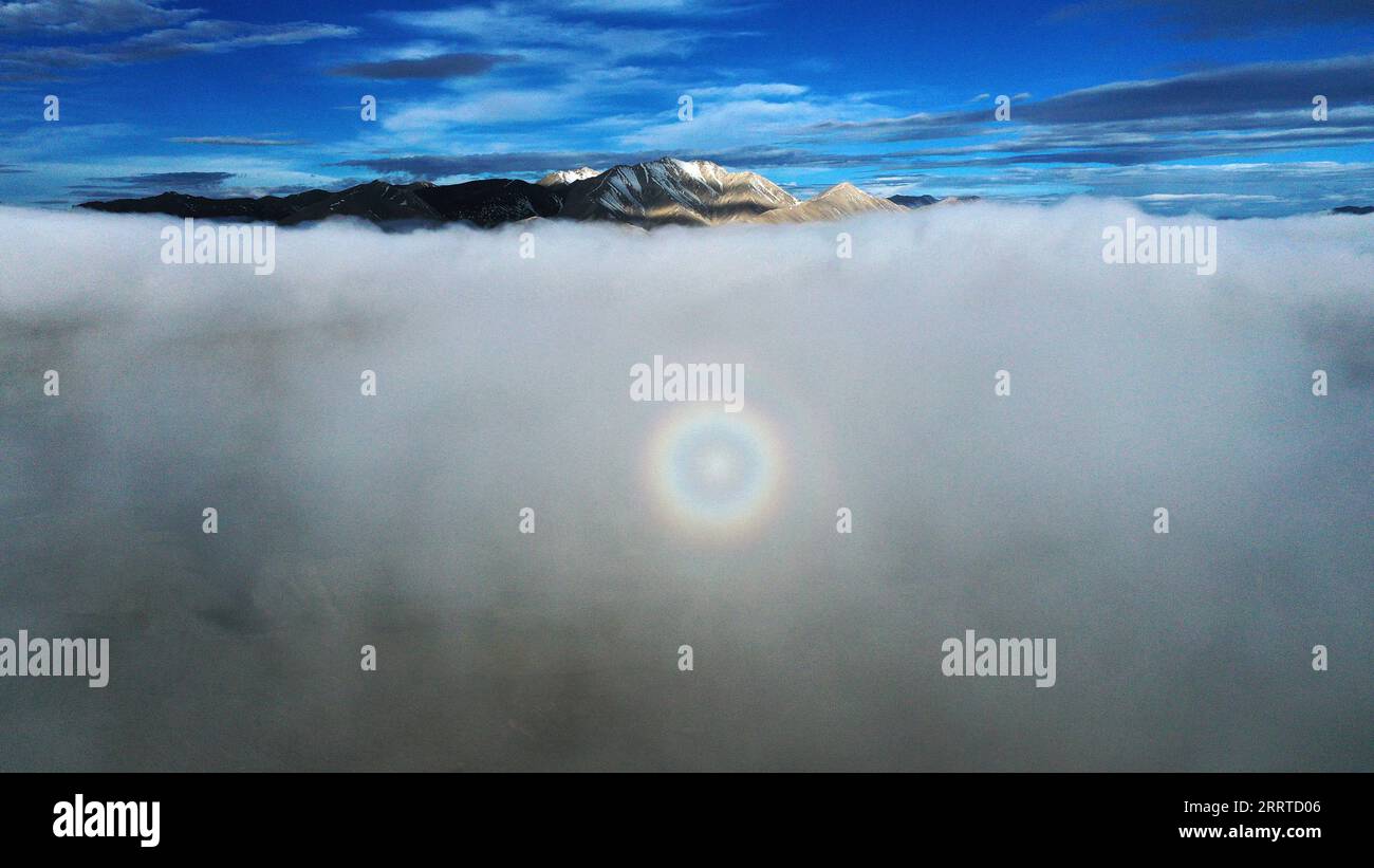 230717 -- ALTUN MOUNTAINS, July 17, 2023 -- This aerial photo taken on ...