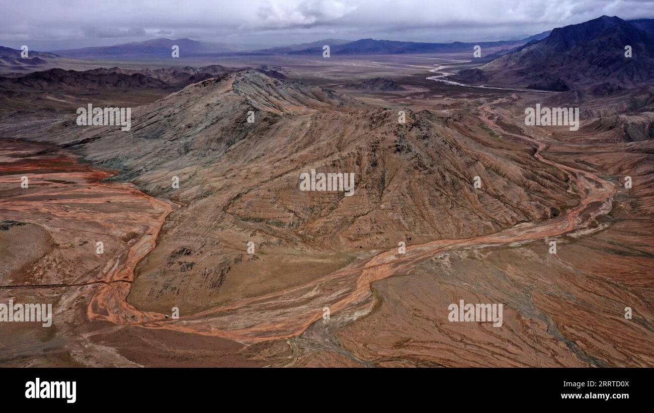 230717 -- ALTUN MOUNTAINS, July 17, 2023 -- This aerial photo taken on ...