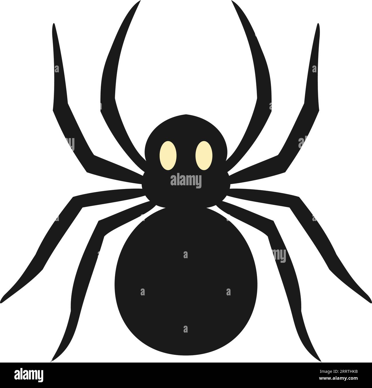 A black spider with yellow eyes on a white background. Spider ...