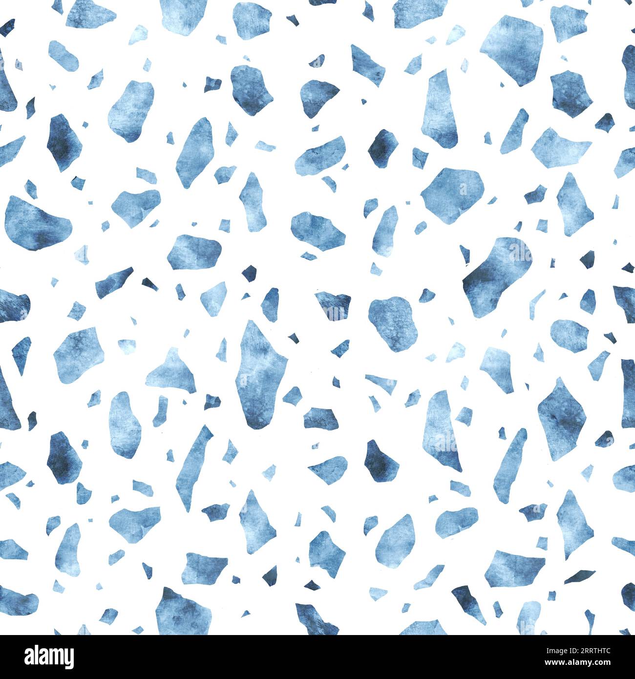 Abstract italian terrazzo seamless pattern. Scattered navy blue stones ...