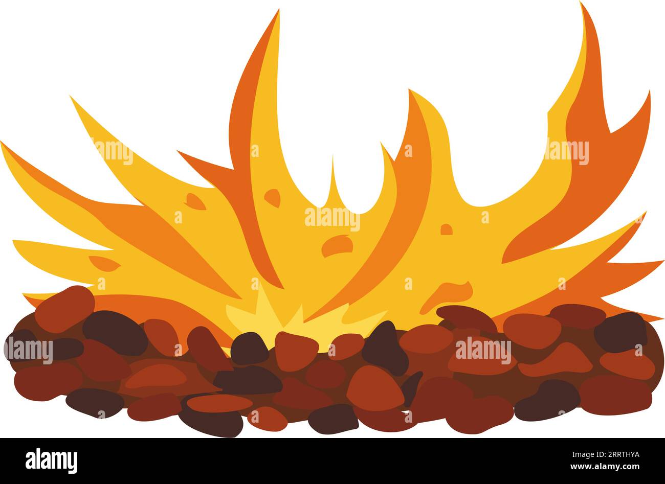 Fire flame with hot coals from wood. Flat fire for lifestyle design ...