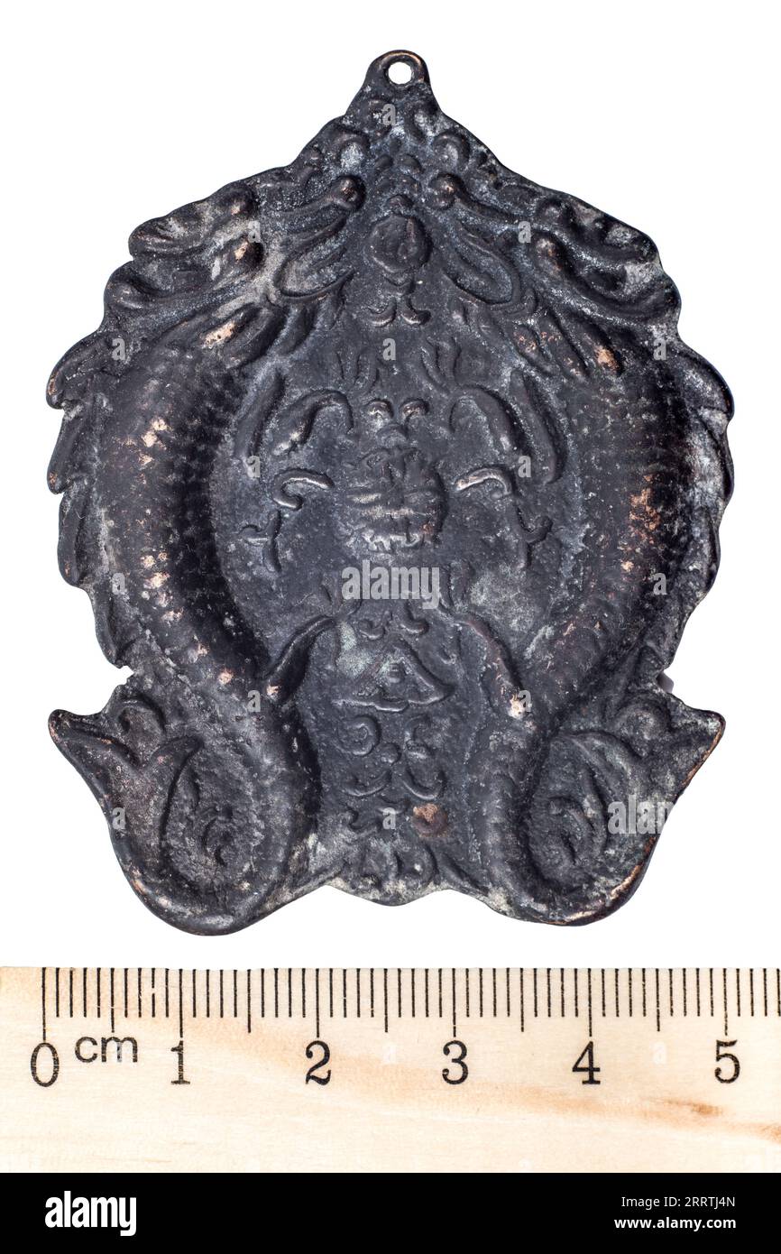 Ancient copper amulet for good luck. Feng Shui. China. Isolated on ...
