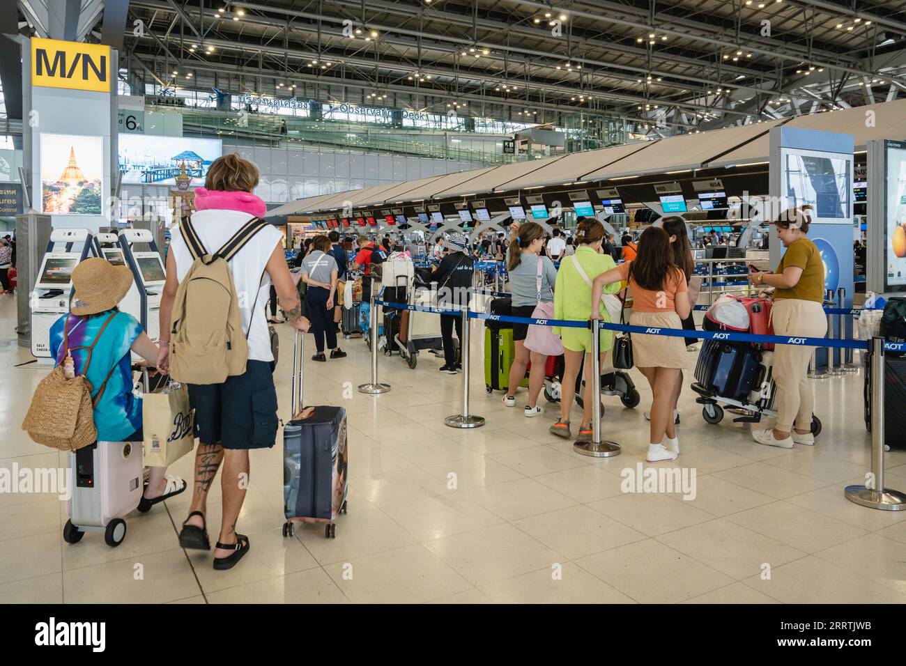 Bangkok, Thailand. 29th Aug, 2023. Passengers are seen waiting at the ...