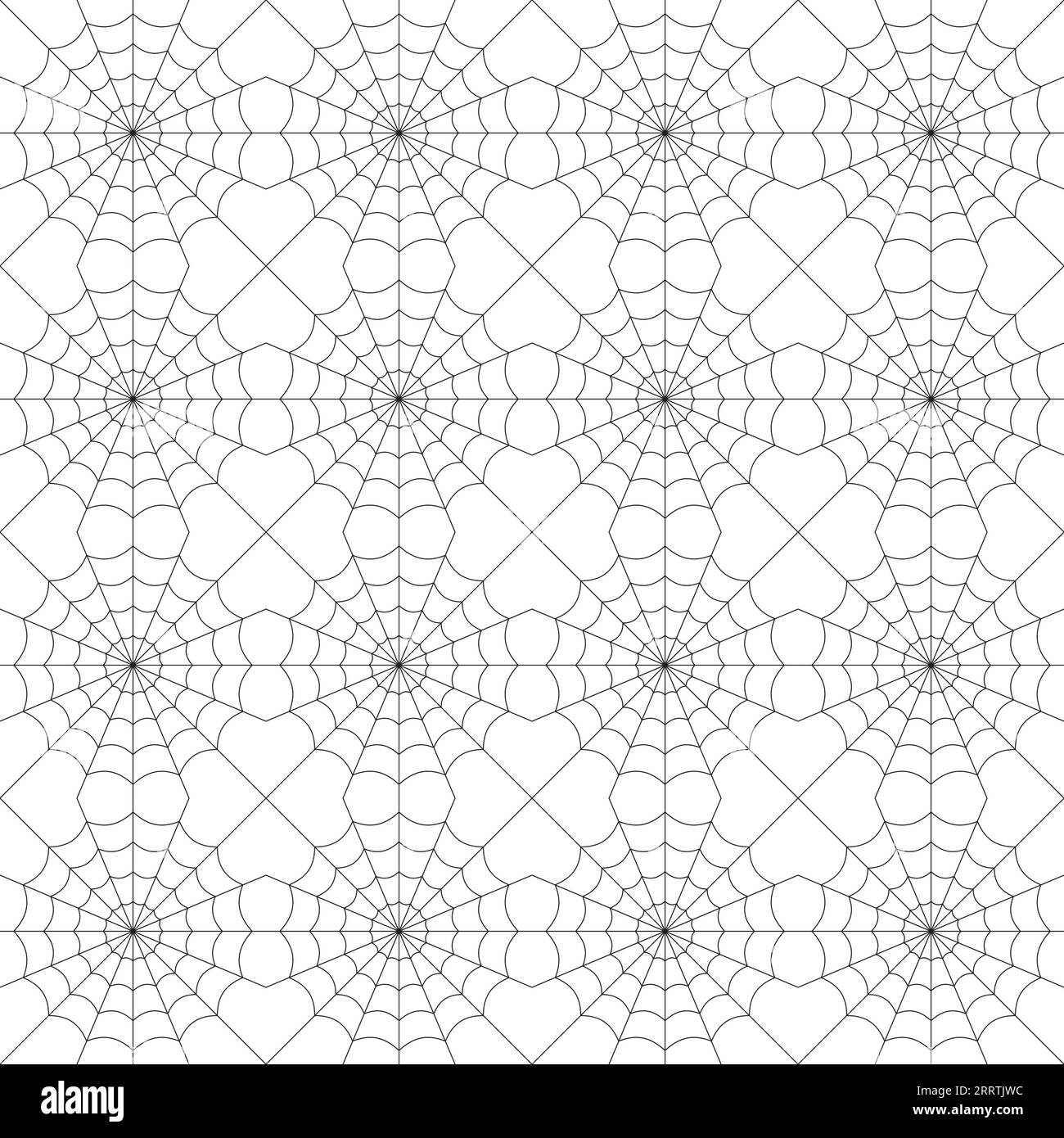 Symmetrical spider web seamless pattern. Modern geometric halloween ...