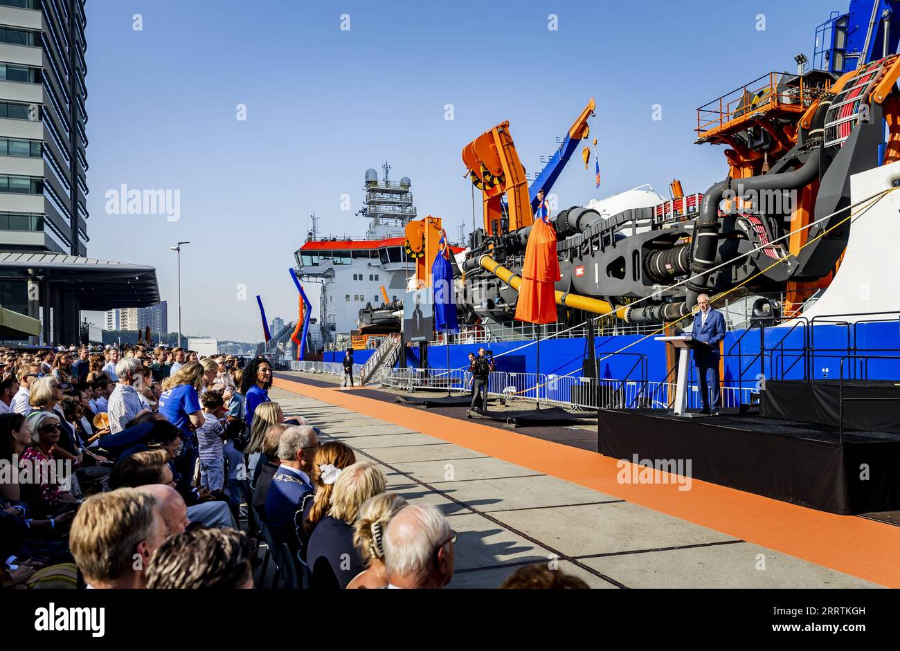 ROTTERDAM - Pieter van Oord gives a speech prior to the baptism by ...