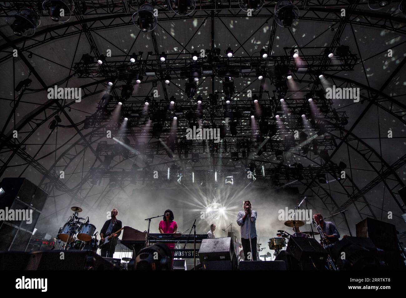 LCD Soundsystem performing live in Victoria Park in 2016 Stock Photo ...