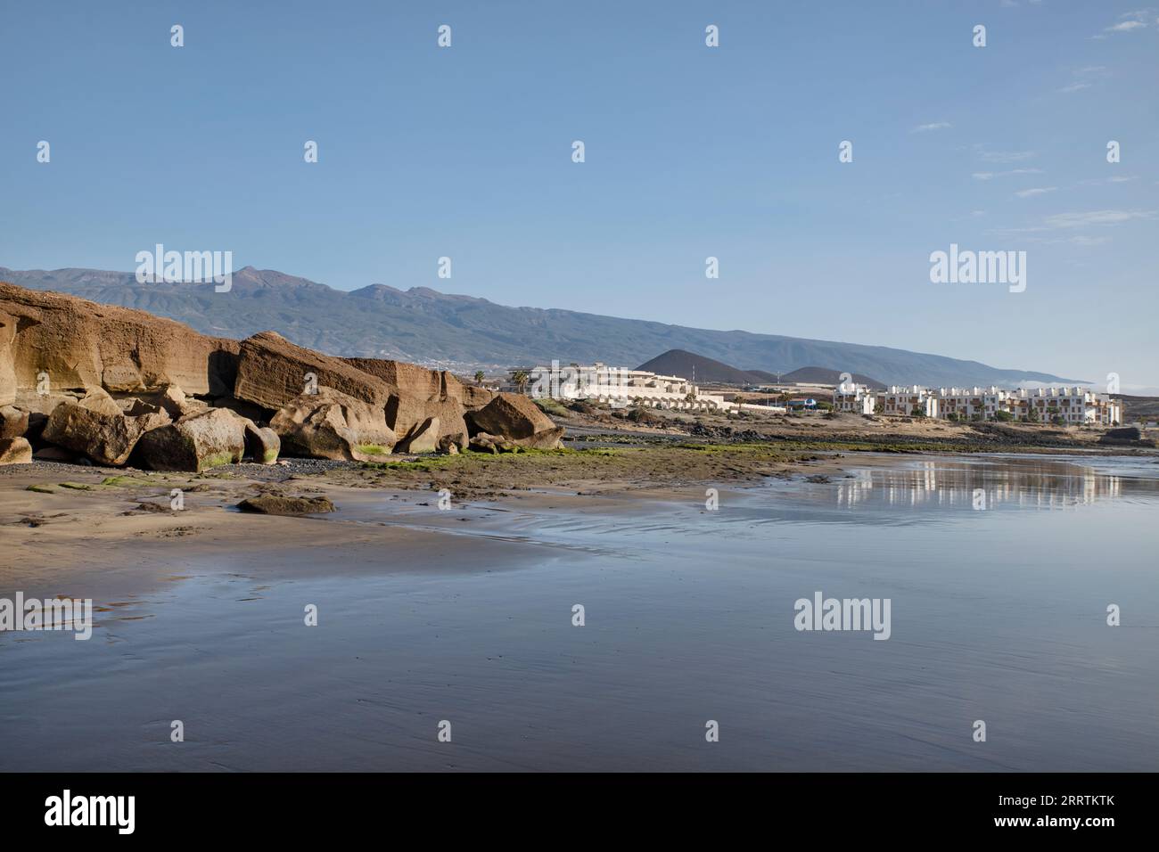 Inland morning views from the beach, Playa de la Jaquita towards the ...