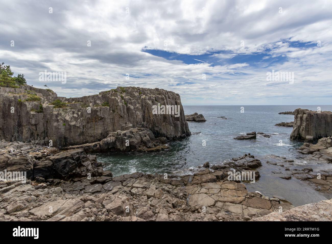 Looking West across the Japan Sea from Tojinbo Cliffs, near Sakai city ...