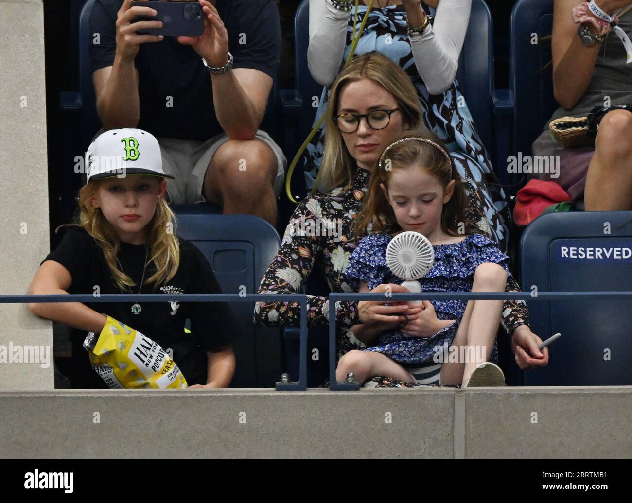 Flushing NY, USA. 08th Sep, 2023. **NO NY NEWSPAPERS** Emily Blunt is seen watching Novak ...