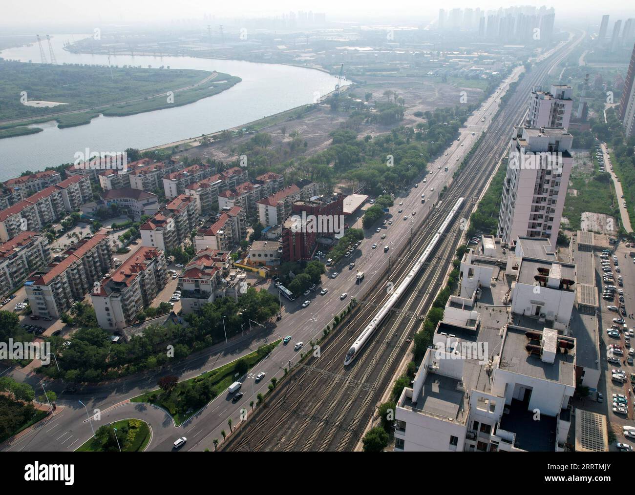 230801 -- TIANJIN, Aug. 1, 2023 -- This aerial photo taken on July 19 ...