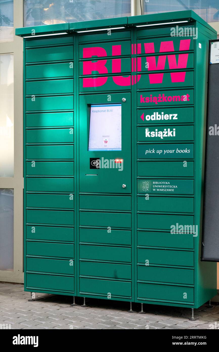 Metal cabinet with cells for contactless lending of books from the ...