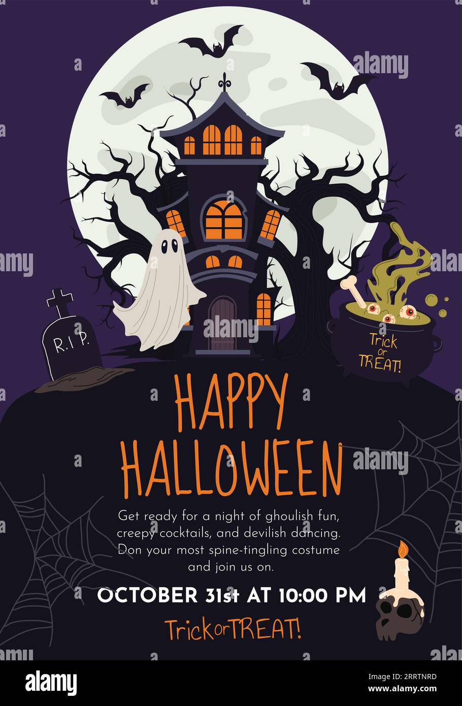 Halloween poster, party invitation, template Stock Vector Image & Art ...