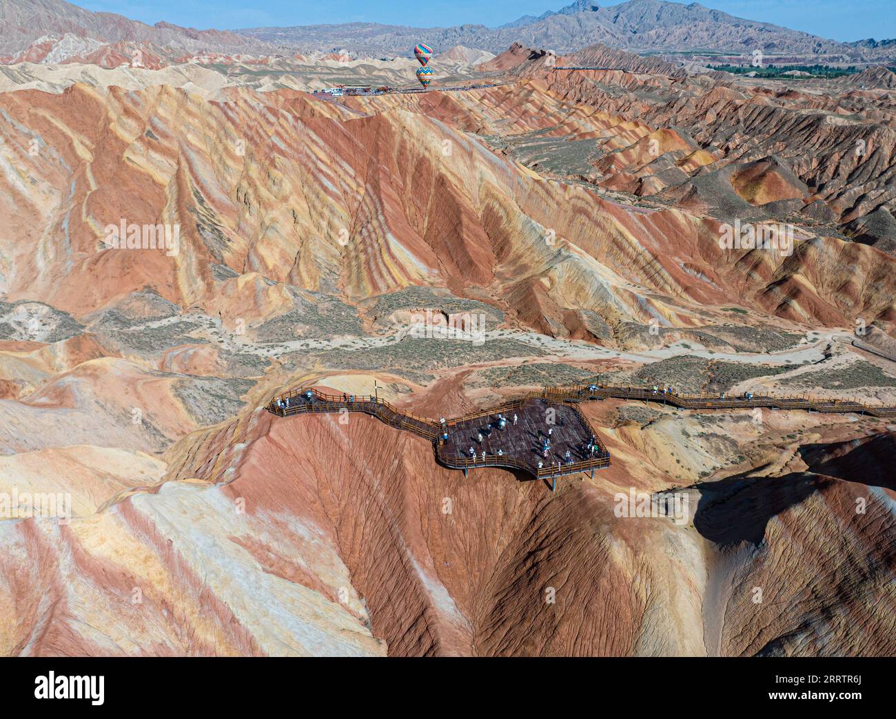 230807 -- ZHANGYE, Aug. 7, 2023 -- This aerial photo taken on Aug. 7 ...