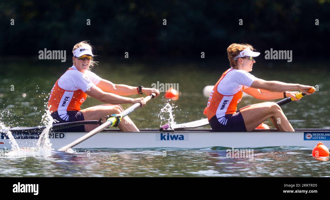 BELGRADE - Ymkje Clevering and Veronique Meester in action in the women ...