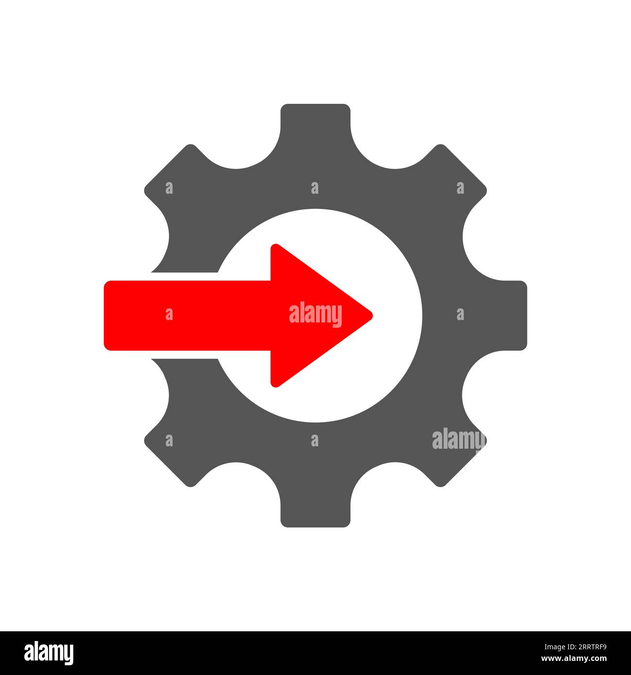 Gear and arrow icon isolated on white. Vector flat illustration for ...