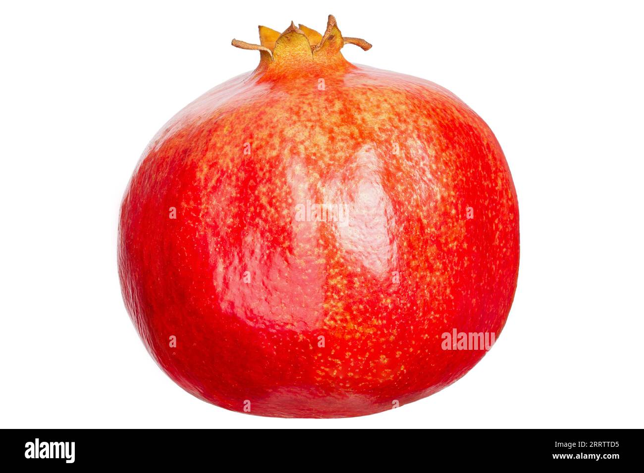 Ripe red fruit isolated on white background. Pomegranate macro studio ...