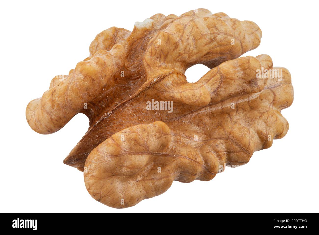 Walnut half isolate. Peeled walnut on white. Walnut nut top view. File ...