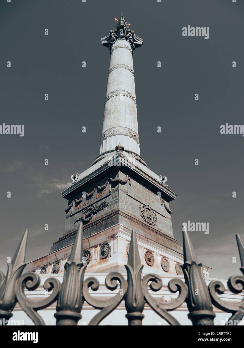B&W Place de la Bastille, The July Column, Colonne de Juillet, Monument ...