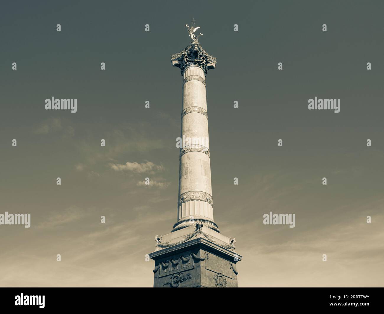 B&W Place de la Bastille, The July Column, Colonne de Juillet, Monument ...