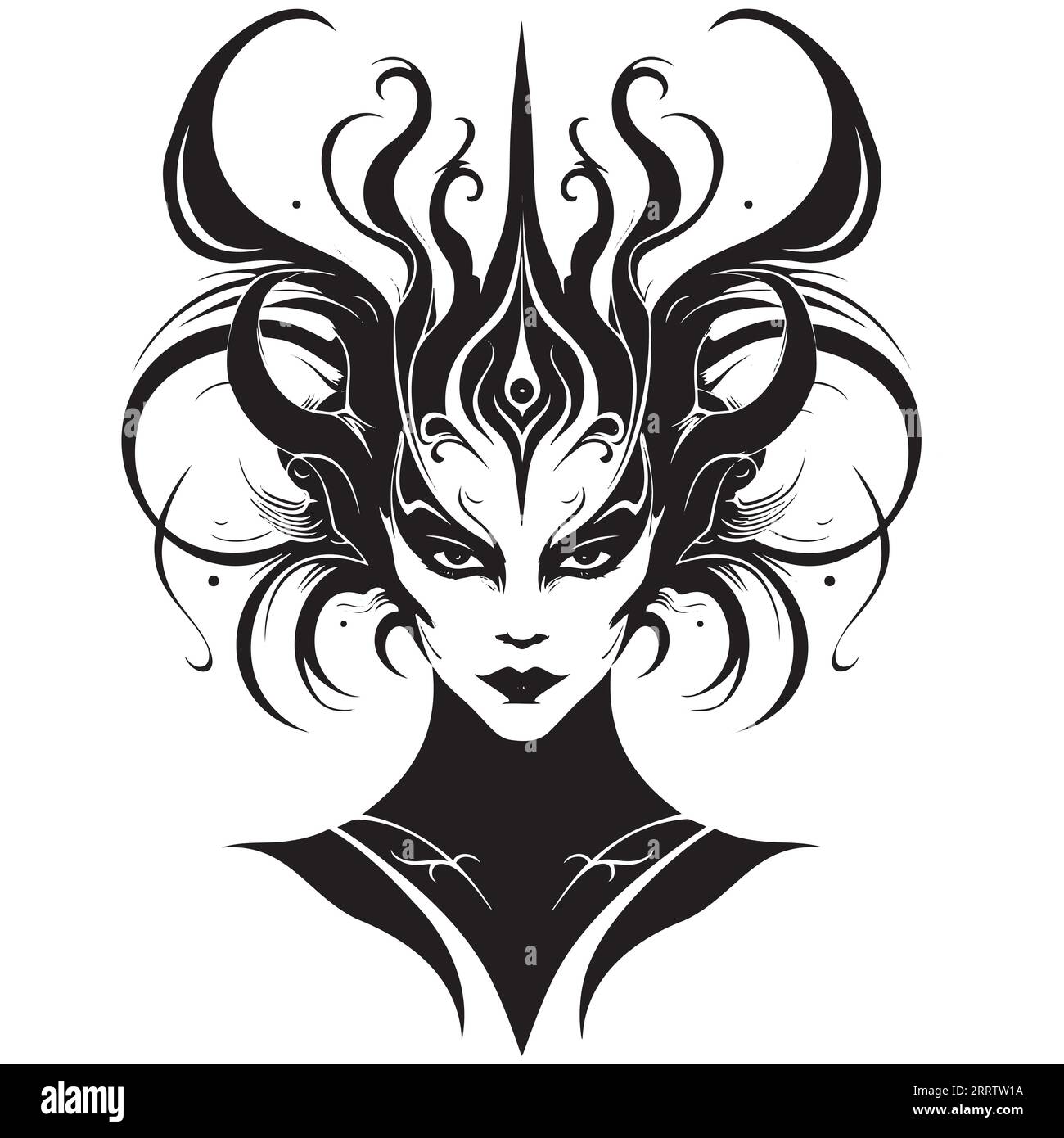 black and white drawing she-devil Stock Vector Image & Art - Alamy