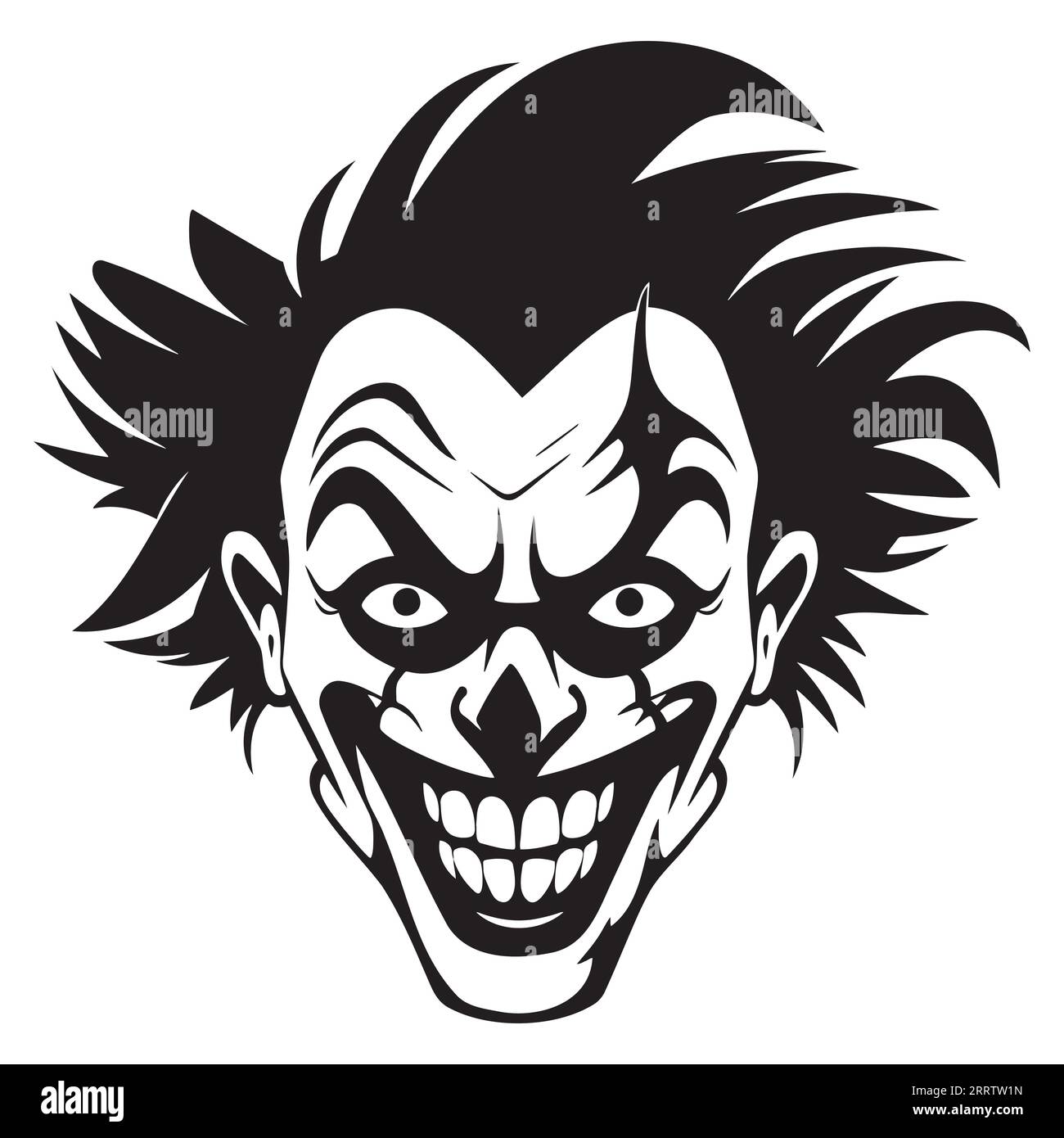 Icon Evil clown. Black and white. Vector illustration Stock Vector ...