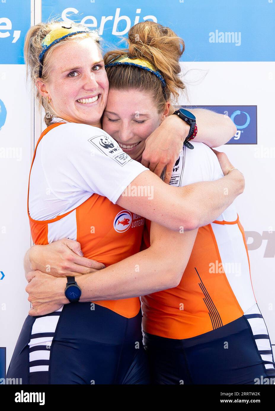 BELGRADE - Ymkje Clevering and Veronique Meester in action in the women ...
