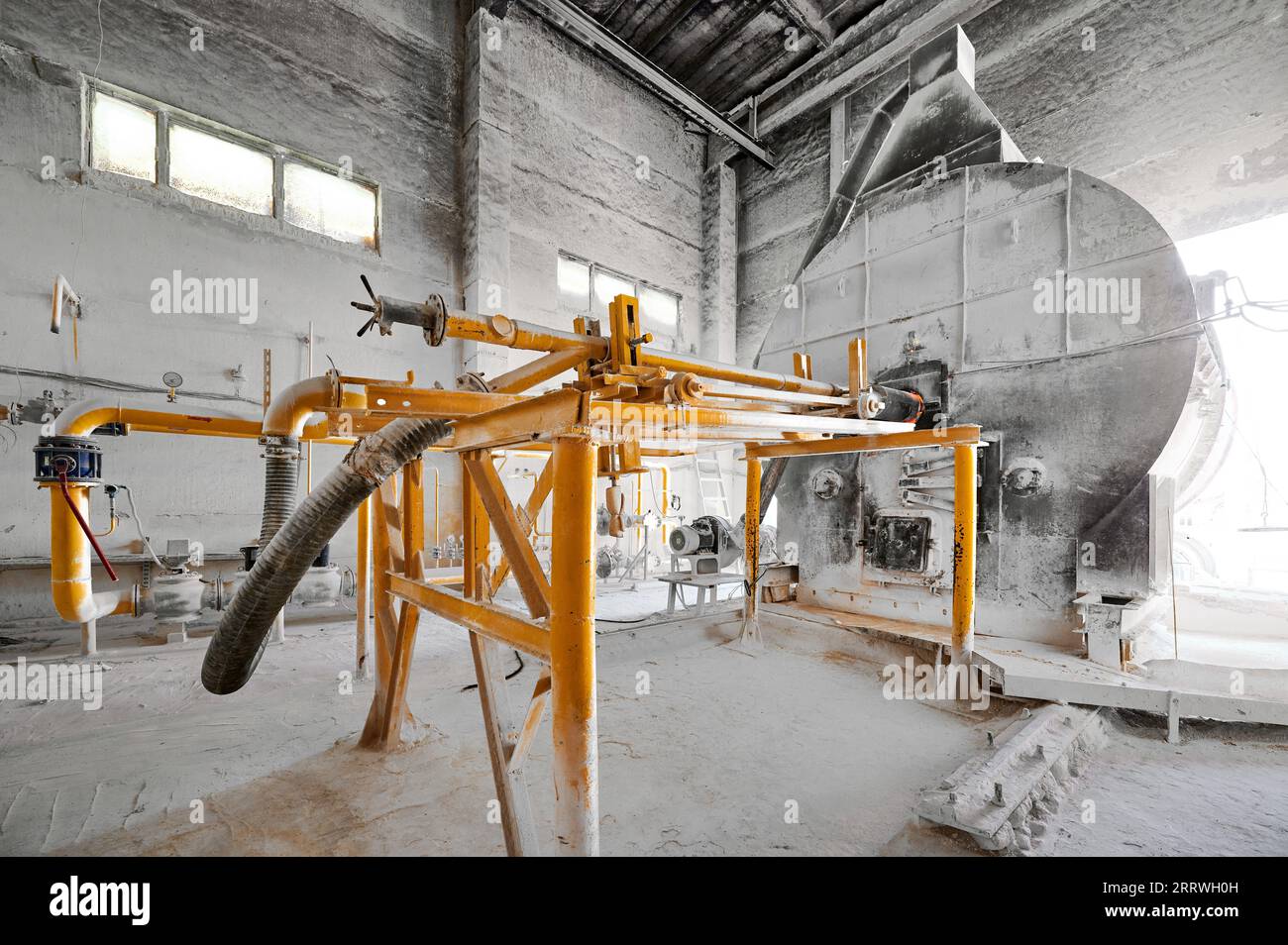 Fuel burning device of tubular rotary kiln at calx factory Stock Photo ...
