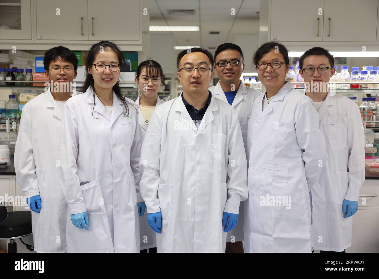 230817 -- TIANJIN, Aug. 17, 2023 -- Scientists pose for a group photo at a laboratory of the ...
