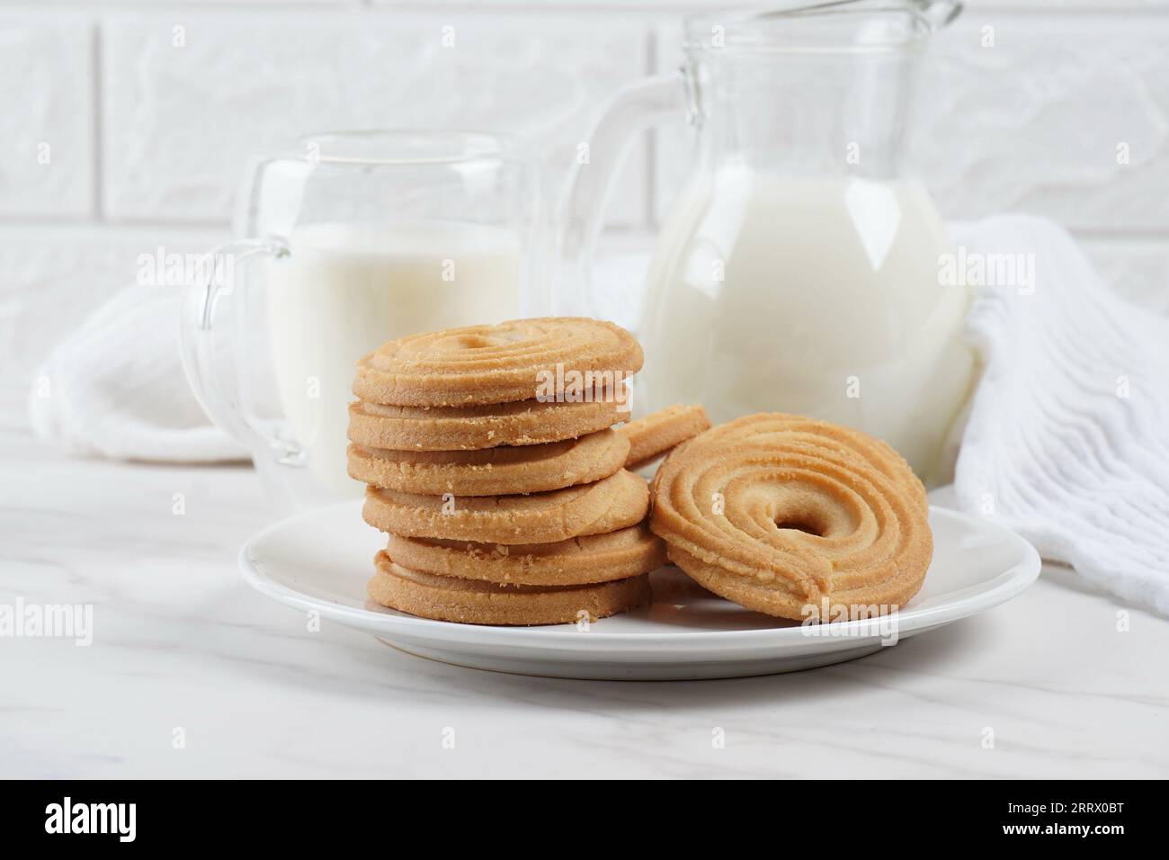 Sweet and tasty round butter cookies. Round ring shaped German spritz ...