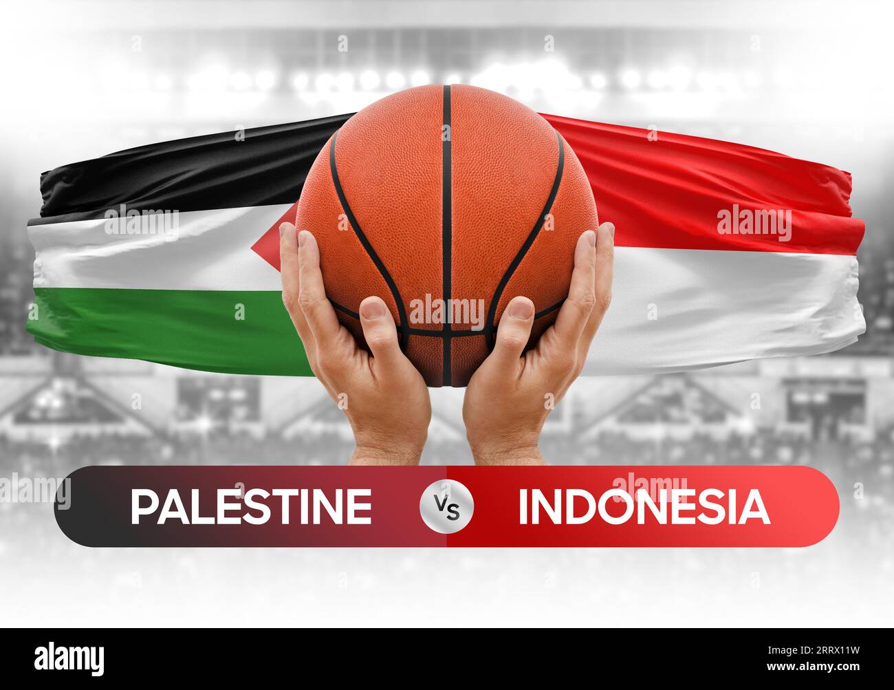 Palestine vs Indonesia national basketball teams basket ball match competition cup concept image ...