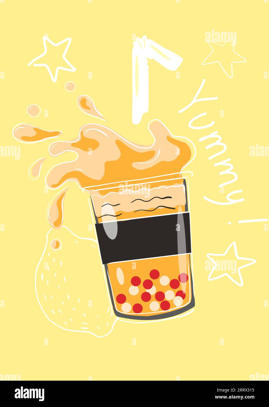Orange fruit bubble tea Stock Vector Images - Alamy