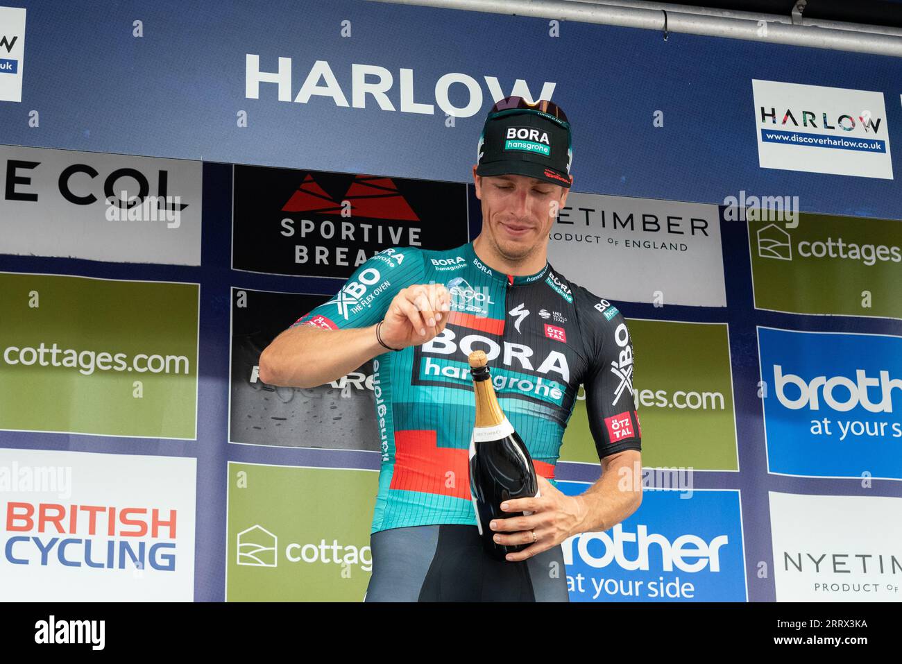 Winner Danny van Poppel celebrating at the Tour of Britain cycle race ...