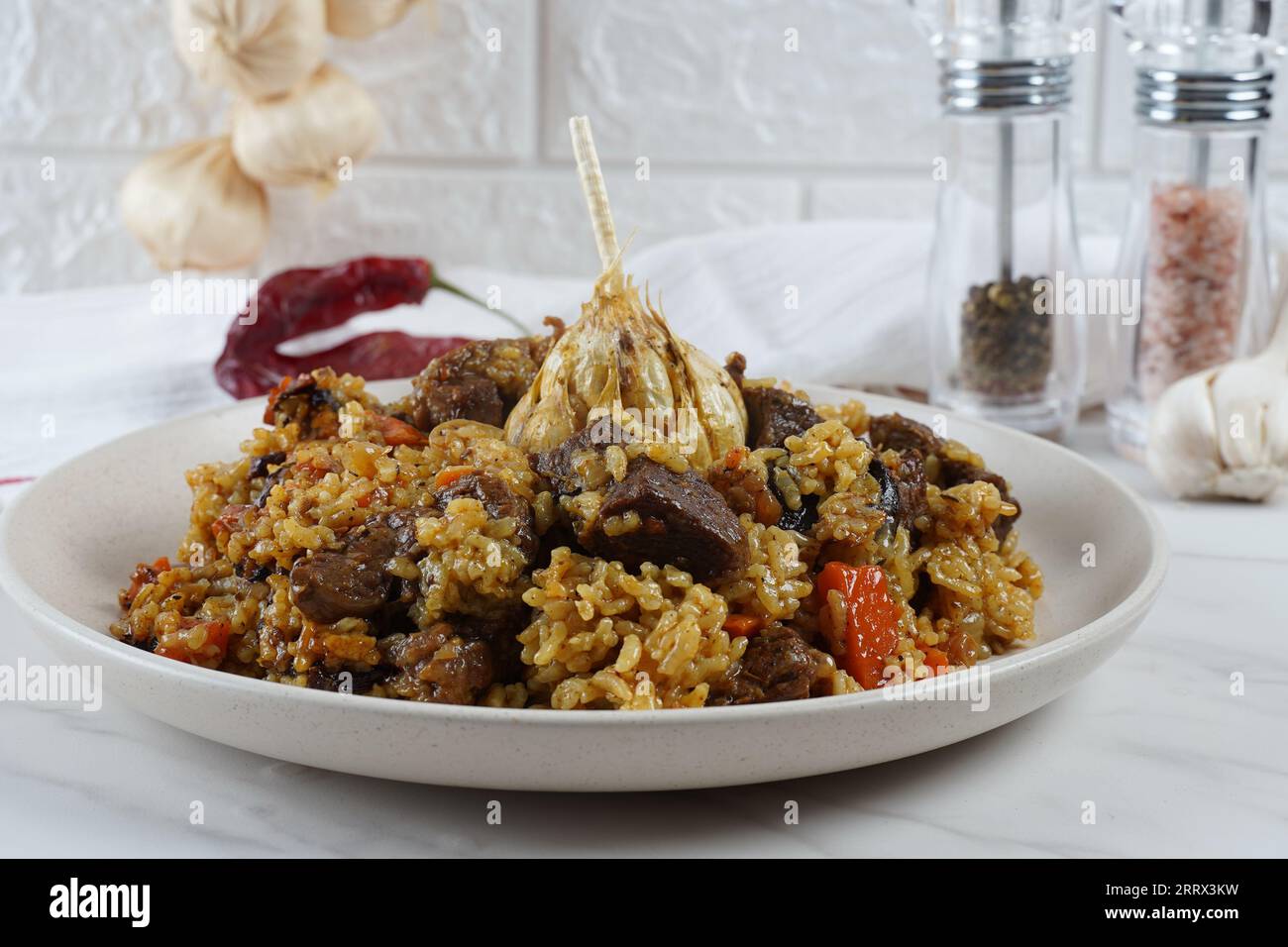 The national Saudi Arabian dish beef kabsa with rice ,western Arabic ...