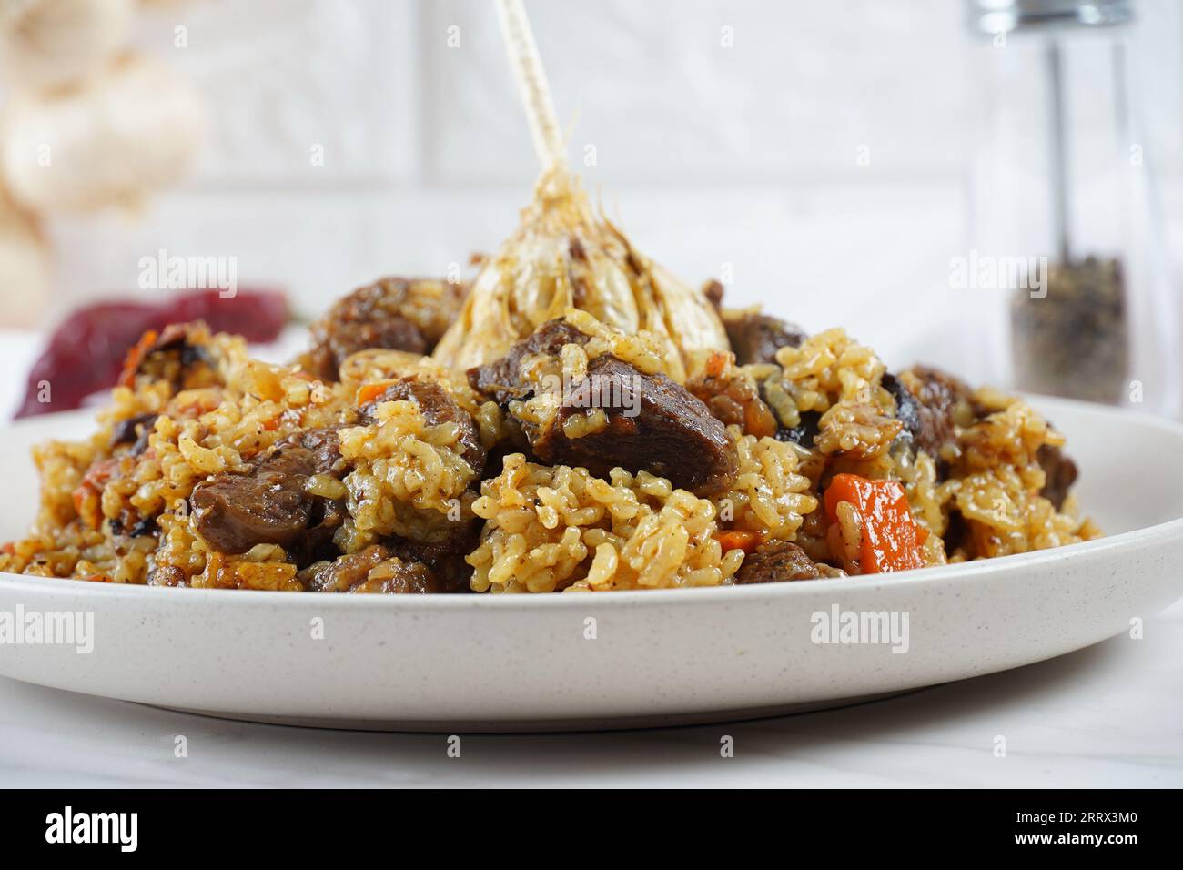 The national Saudi Arabian dish beef kabsa with rice ,western Arabic ...