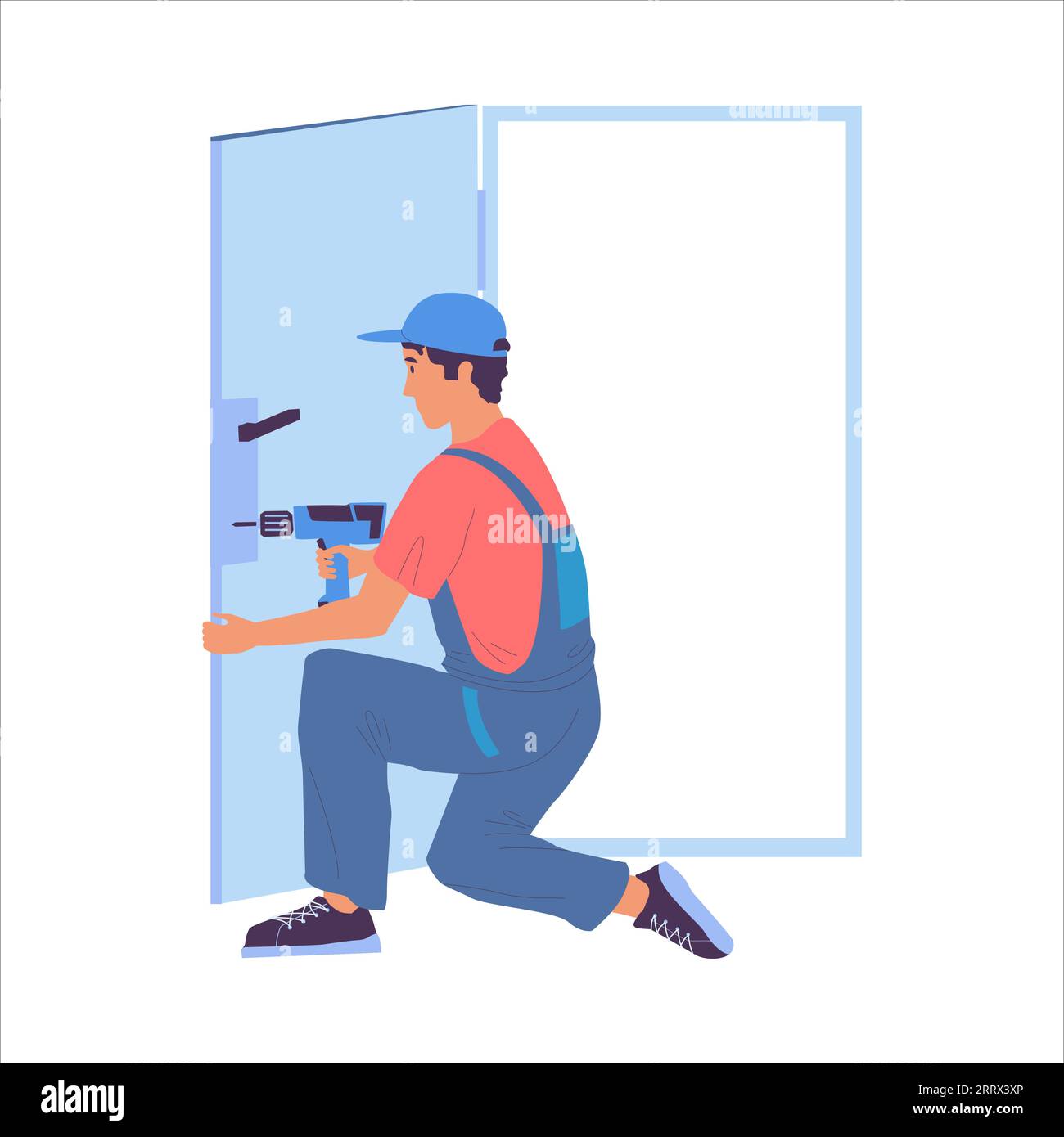 Home repair. Cartoon service worker making renovation. Builder fixing ...