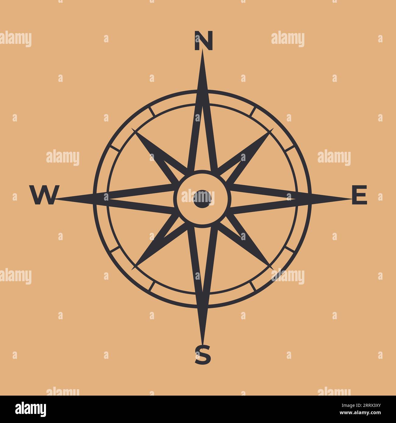 Compass icon. Wind rose with north orientation, sea navigational ...