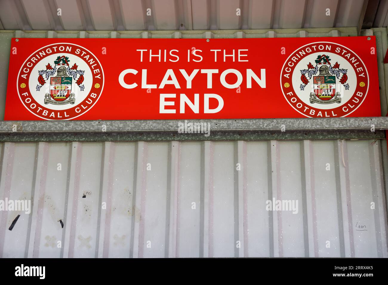 A general view of signage inside the stadium before the Sky Bet League ...
