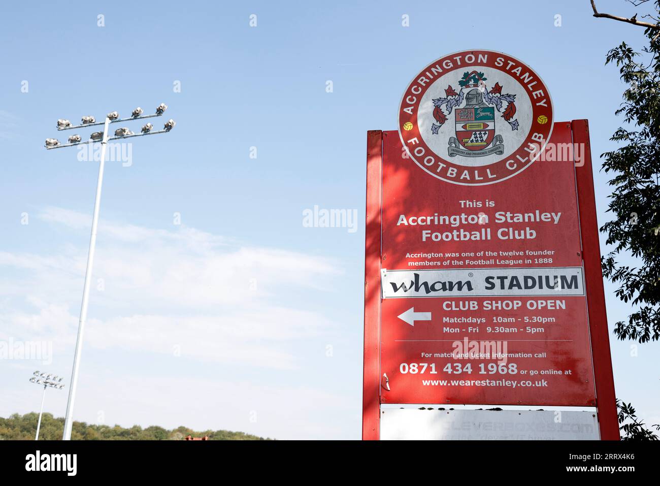 A general view of signage outside the stadium before the Sky Bet League ...