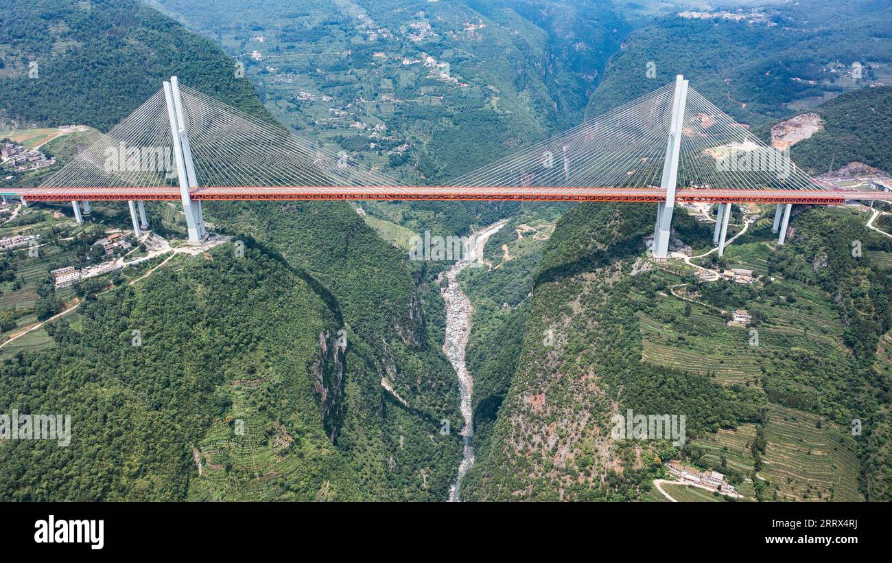 230820 -- LIUPANSHUI, Aug. 20, 2023 -- This aerial photo taken on Aug ...