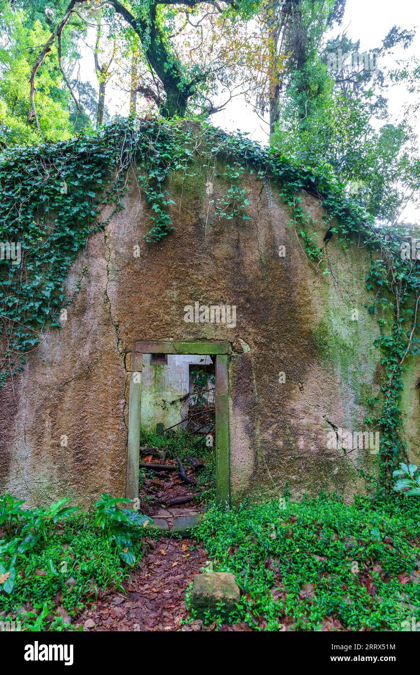 weathered and worn building feature showing receding doorways Stock ...