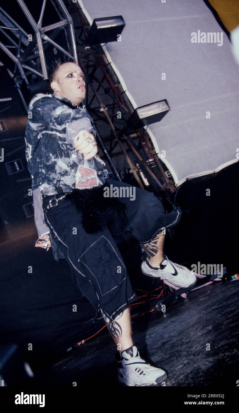 The Prodigy performing at T-In-The Park Festival in 1996 Stock Photo ...