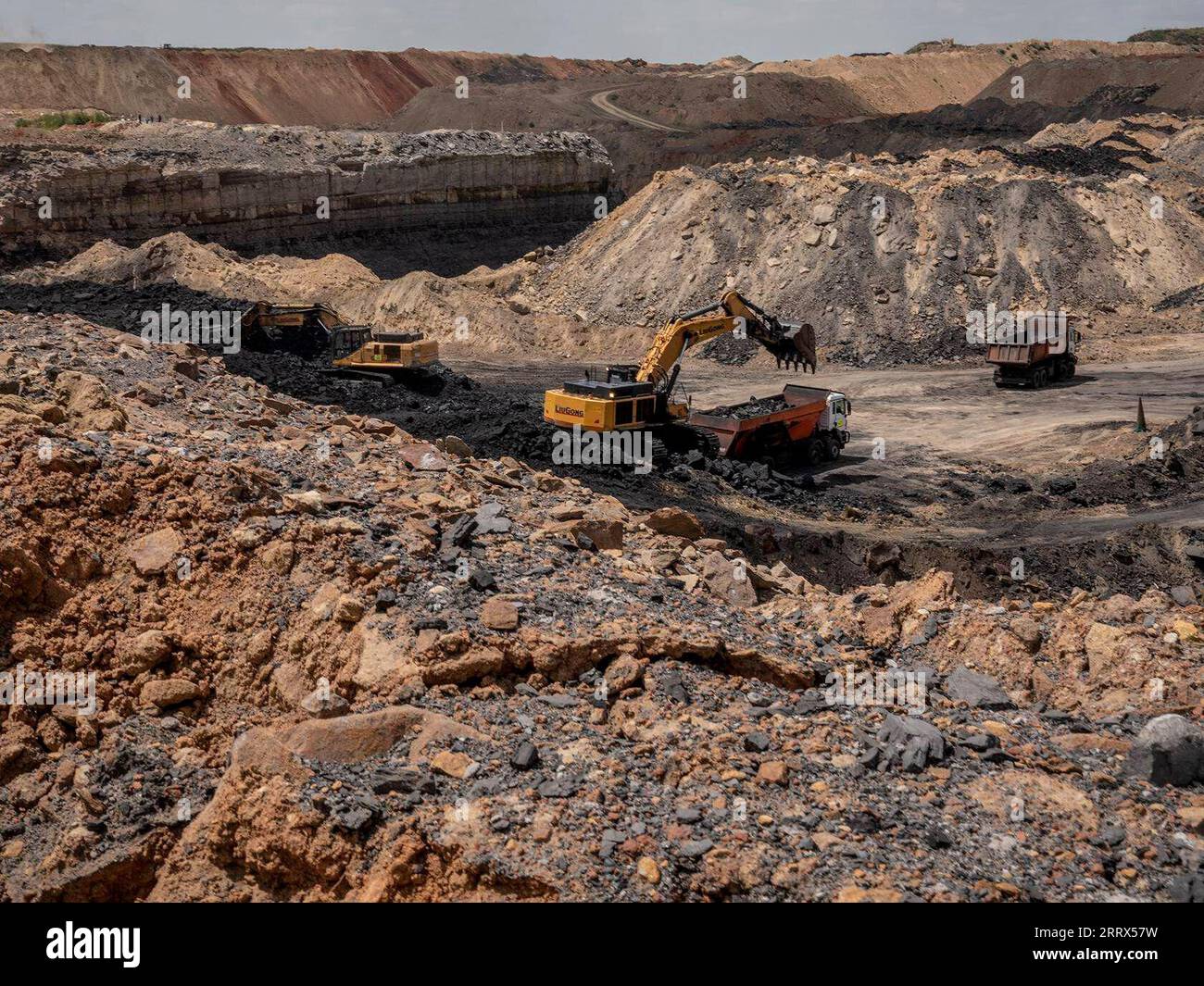 230818 -- MPUMALANGA, Aug. 18, 2023 -- Mining vehicles are seen at a ...