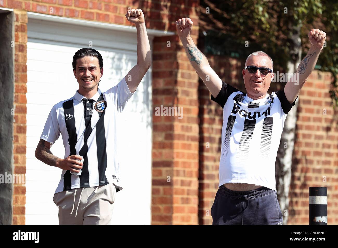 Gillingham fans arriving at the stadium before the Sky Bet League Two ...