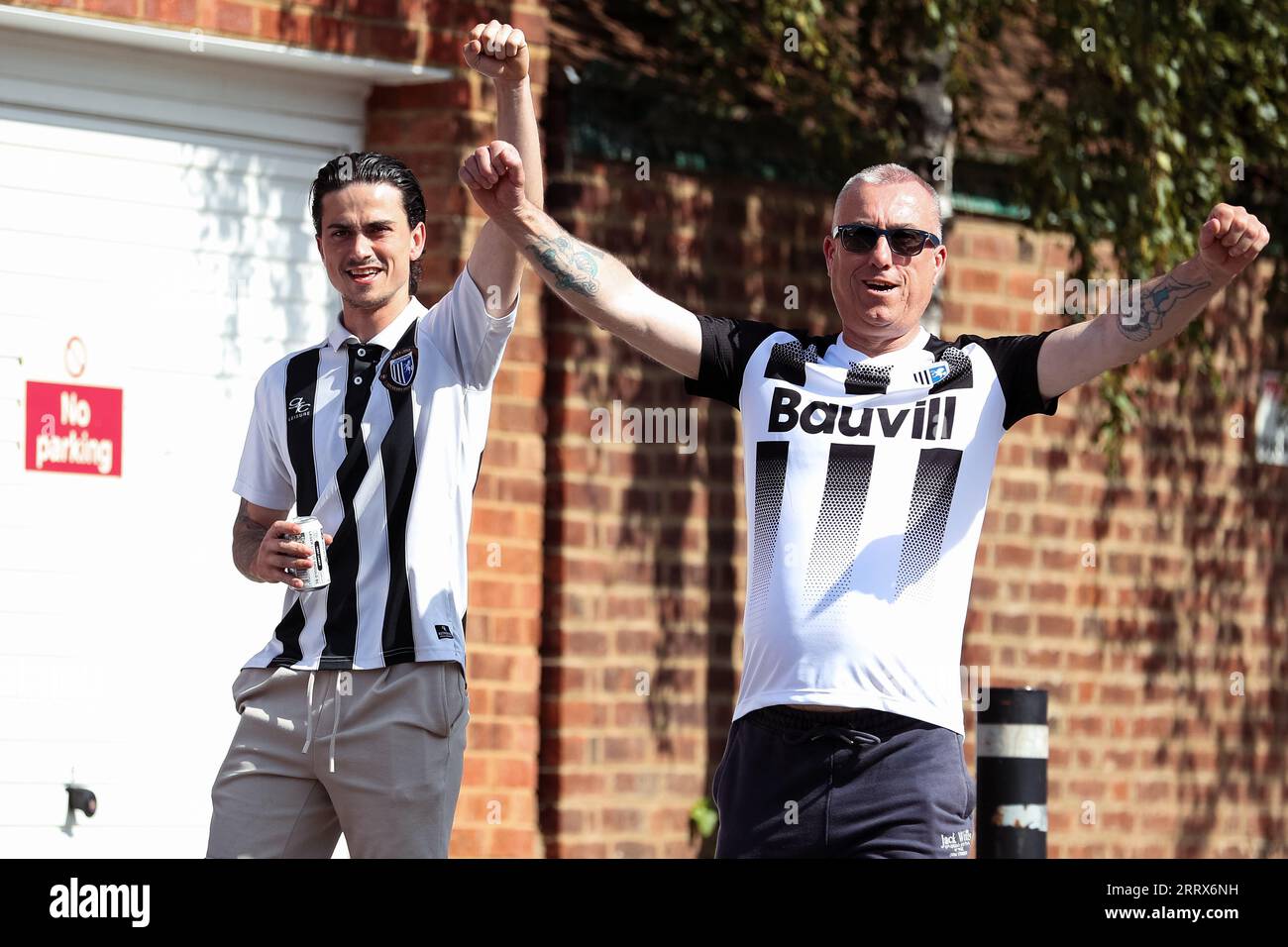 Gillingham fans arriving at the stadium before the Sky Bet League Two ...