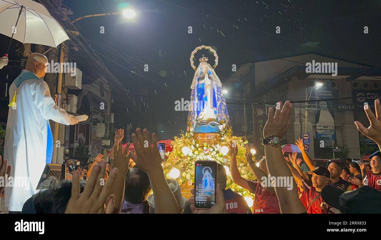 Pasig City, Philippines. 9th September, 2023. Different images of the Virgin Mary were paraded ...