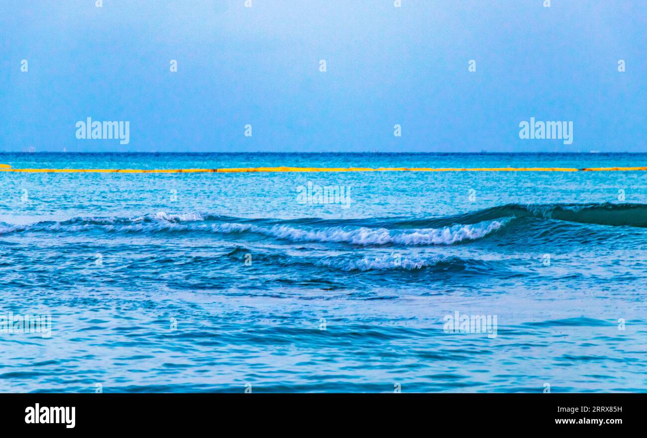 Waves turquoise blue water and sand at tropical mexican caribbean beach ...