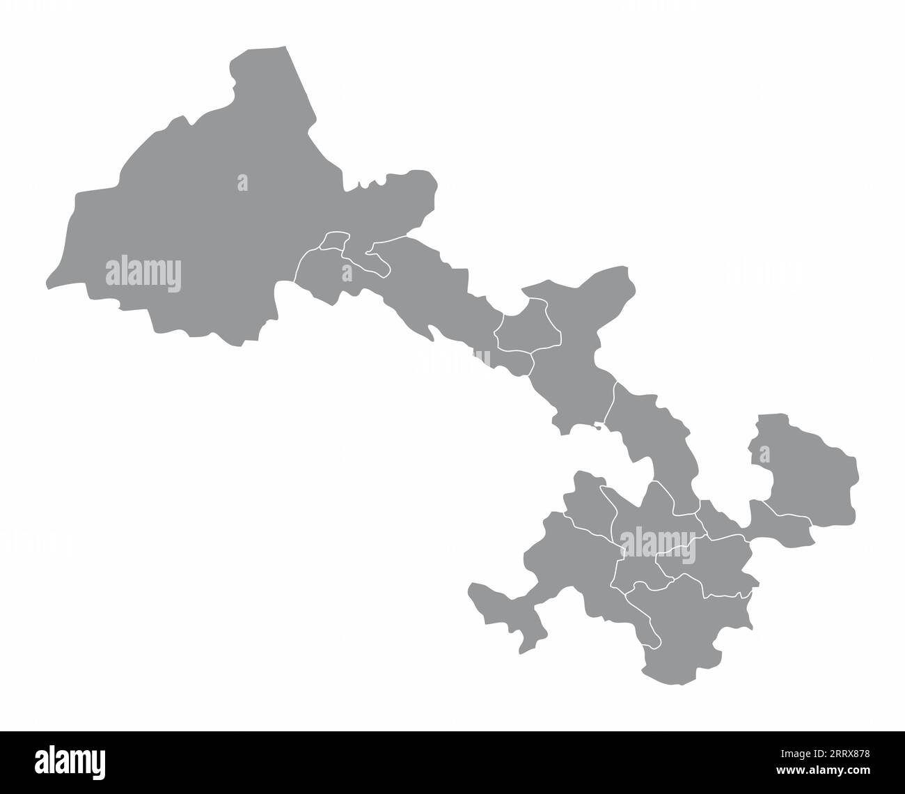 Gansu province administrative map isolated on white background, China ...