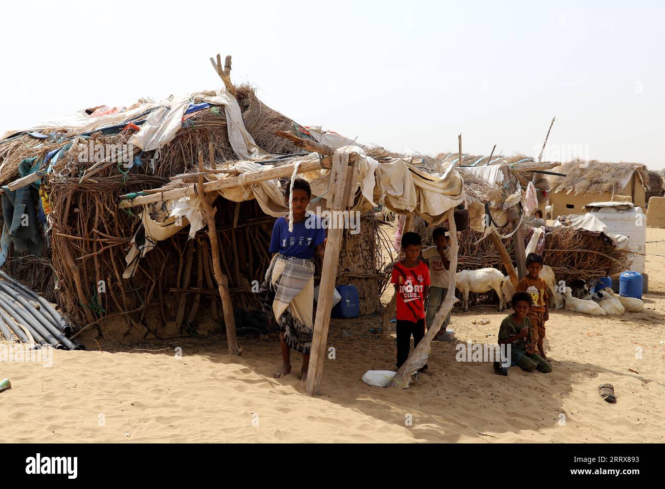 230827 -- HAJJAH, Aug. 27, 2023 -- Children are pictured in front of ...